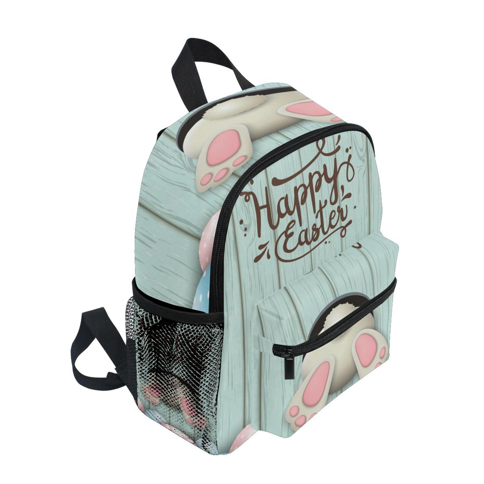 OREZI Happy Easter Backpack Eggs Bunny Rabbit Toddler Backpack with Chest Clip for Boys Girls Cute Kid's Bag Happy Easter Gift Toy Backpack