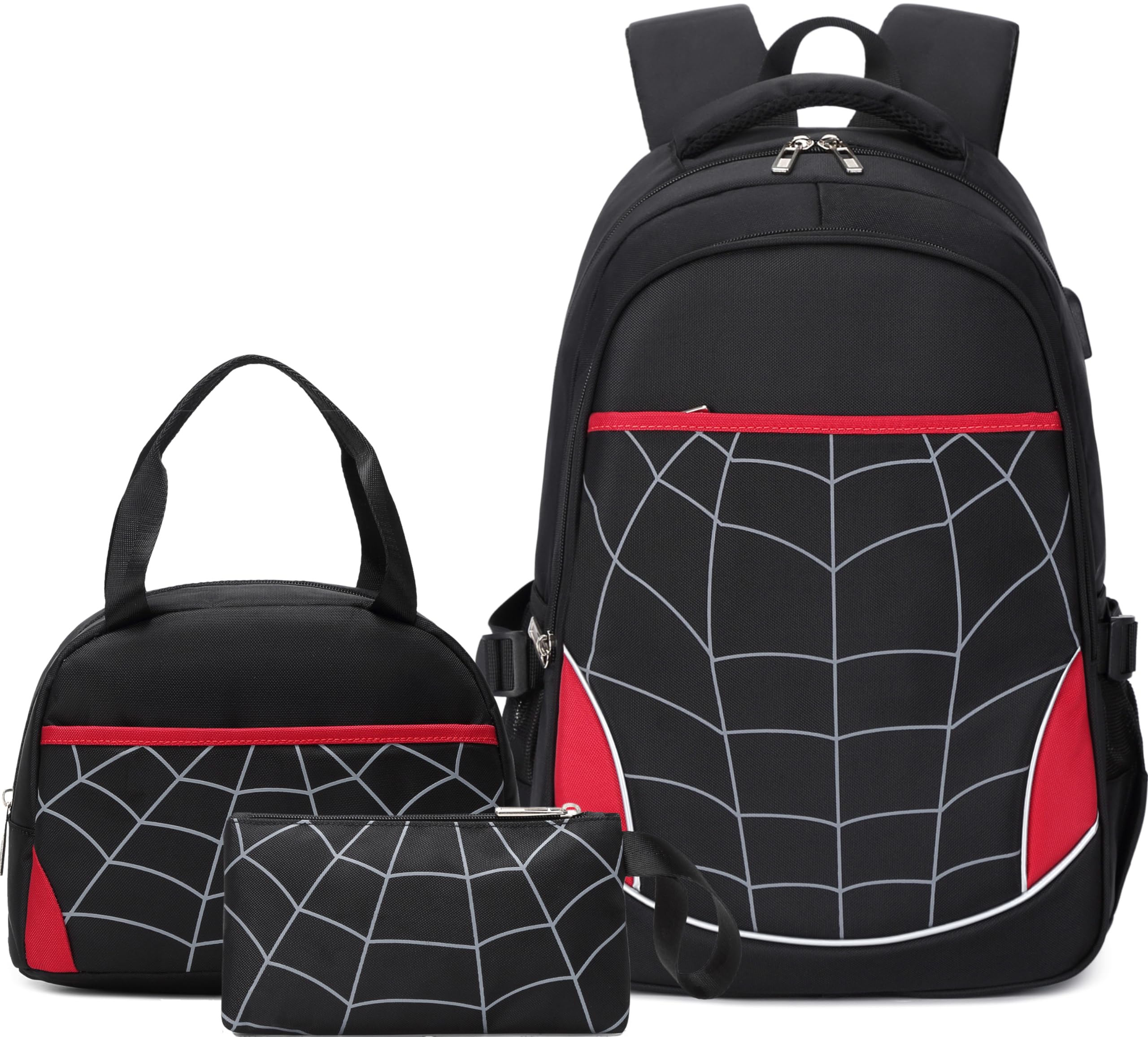 Gikizzi Boys School Backpack for Boys Backpack with Lunch Box Anime Backpack School Bag Bookbag Backpack Set for Boy Girls (Black)