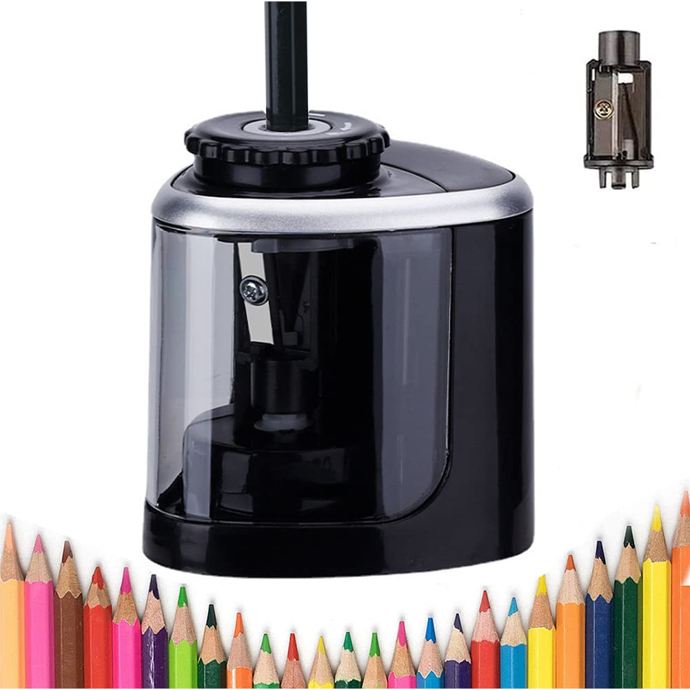 Electric Pencil Sharpener Battery Powered Pencil Sharpener for Colored Pencils,High-Speed Operated Automatic and Manual Pencil Sharpener for Kids, Home School Supplies Office Classroom