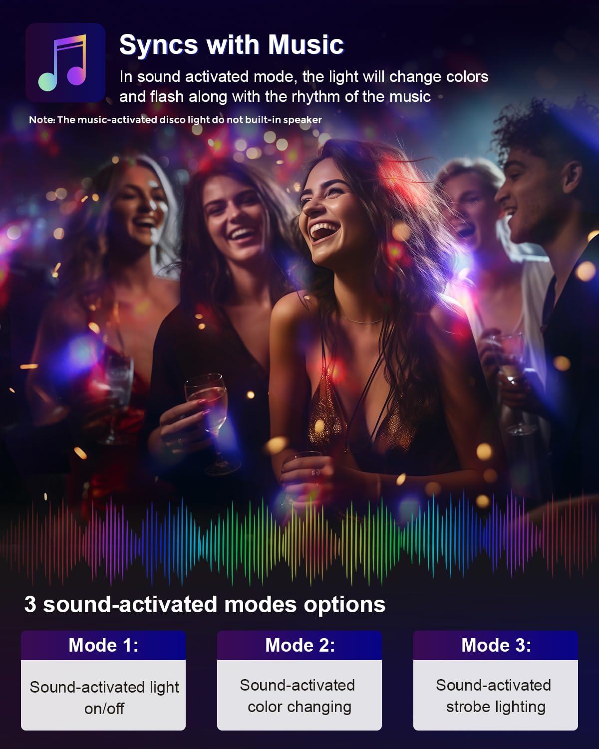 [2-Pack] Sound Activated Party Lights with Remote Control Dj Lighting, RGB Disco Ball Light, Strobe Lamp 7 Modes Stage Par Light for Home Room Dance Parties Bar Karaoke Christmas Wedding Show Club