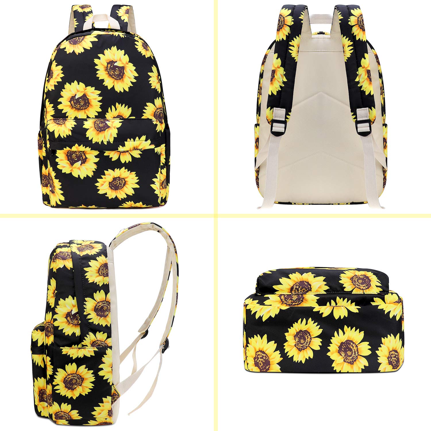 Sunflower Backpack for Girls, Floral School Bags Bookbags