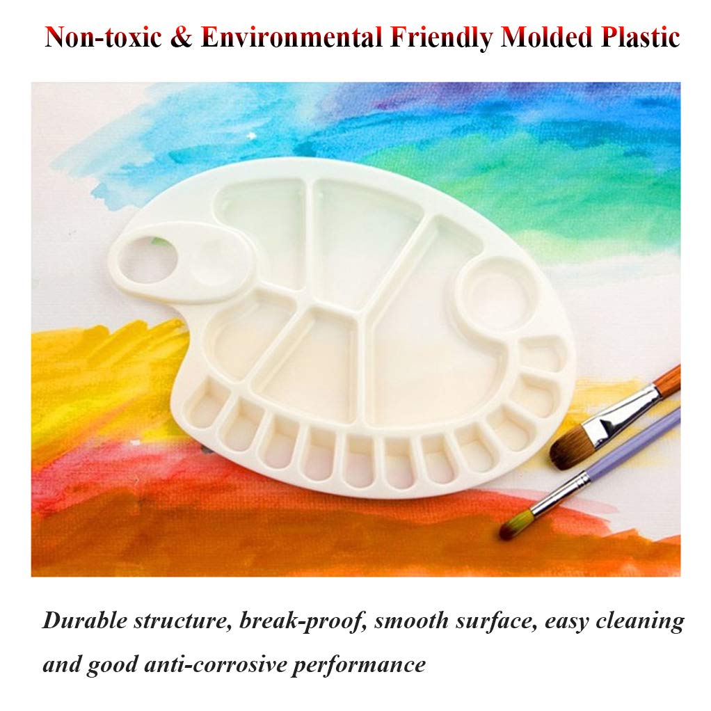 Non-Stick Paint Palette 2 PCS Artist Paint Mixing Tray Palette 11.8 x 8 inches Oval Shaped Easy Clean Art Palette 17 Wells (11.8 x 8 inch/2 PCS)