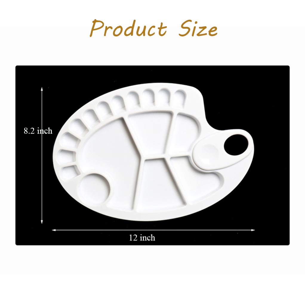 Non-Stick Paint Palette 2 PCS Artist Paint Mixing Tray Palette 11.8 x 8 inches Oval Shaped Easy Clean Art Palette 17 Wells (11.8 x 8 inch/2 PCS)