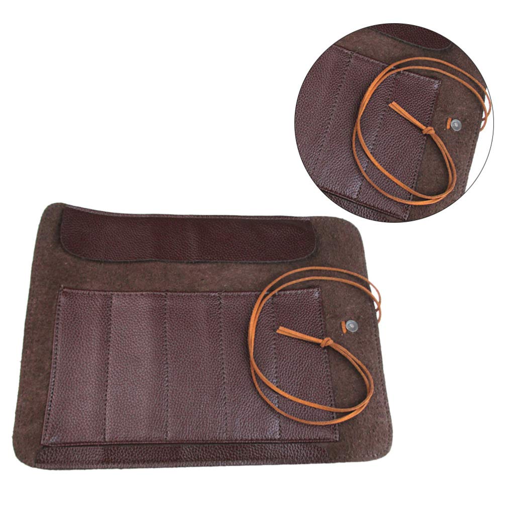 Hemoton 2 Pcs Leather Chef Knife Roll Bag Foldable Knife Culinary Bag Kitchen Knives Holder Organiser Utensils Wrap Bag Makeup Brush Roll Pouch Travel Tool Storage Container