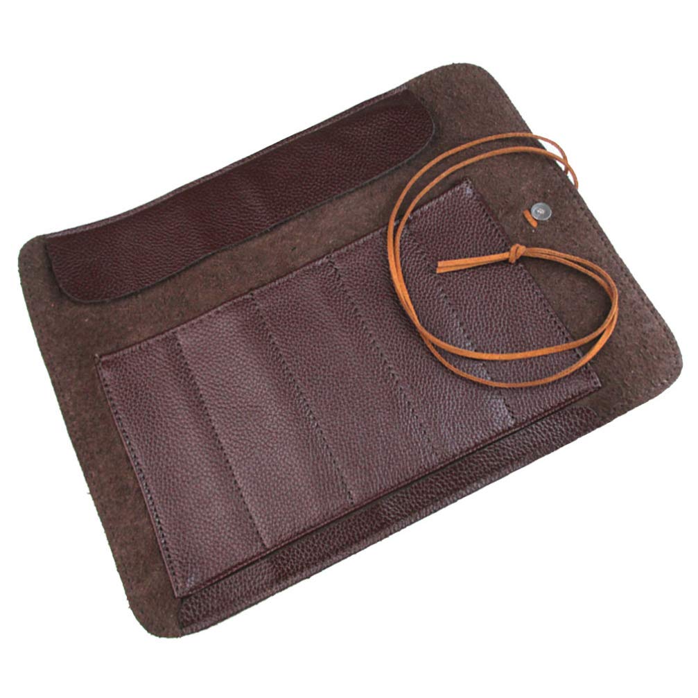 Hemoton 2 Pcs Leather Chef Knife Roll Bag Foldable Knife Culinary Bag Kitchen Knives Holder Organiser Utensils Wrap Bag Makeup Brush Roll Pouch Travel Tool Storage Container