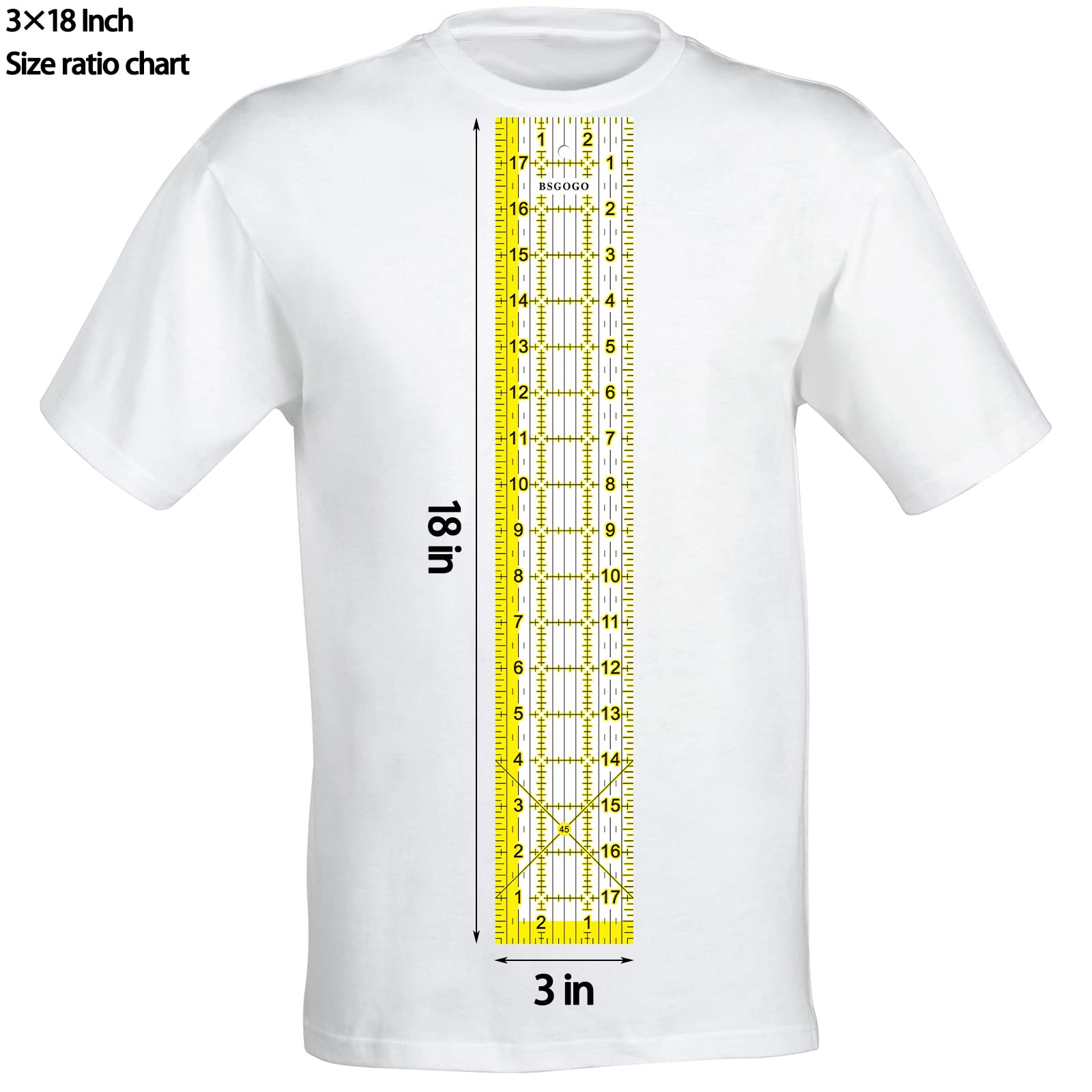 Acrylic Ruler 7 Piece Set , Non Slip Rings 50 Pieces,Quilting Rulers, Size (6"x24"),(2"x24"),(3"x18"),(3"x8"),(1.5"x12"),(1"x12"),(1"x6")