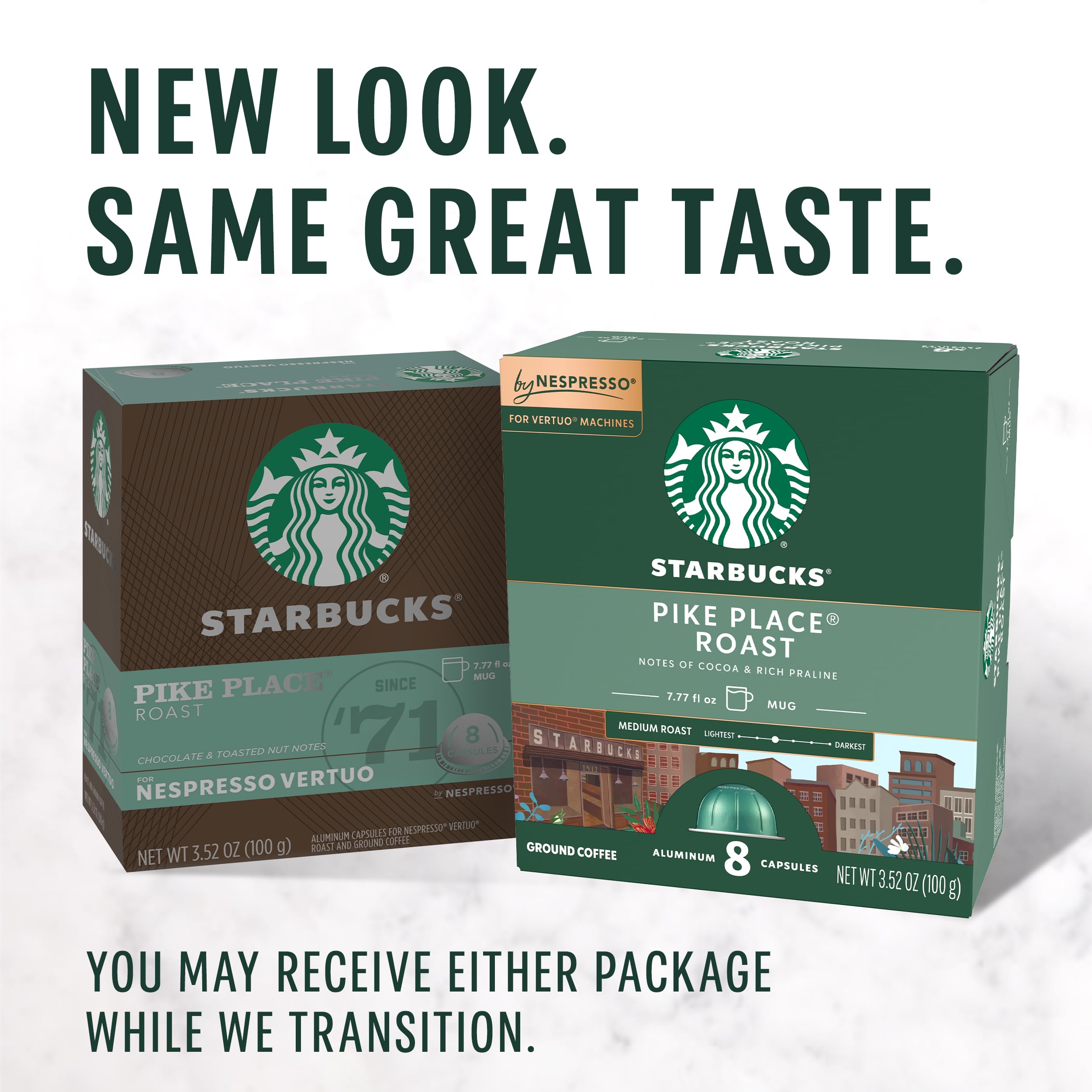 Starbucks by Nespresso Medium Roast Pike Place Roast Coffee (32-count single serve capsules, compatible with Nespresso Vertuo Line System)