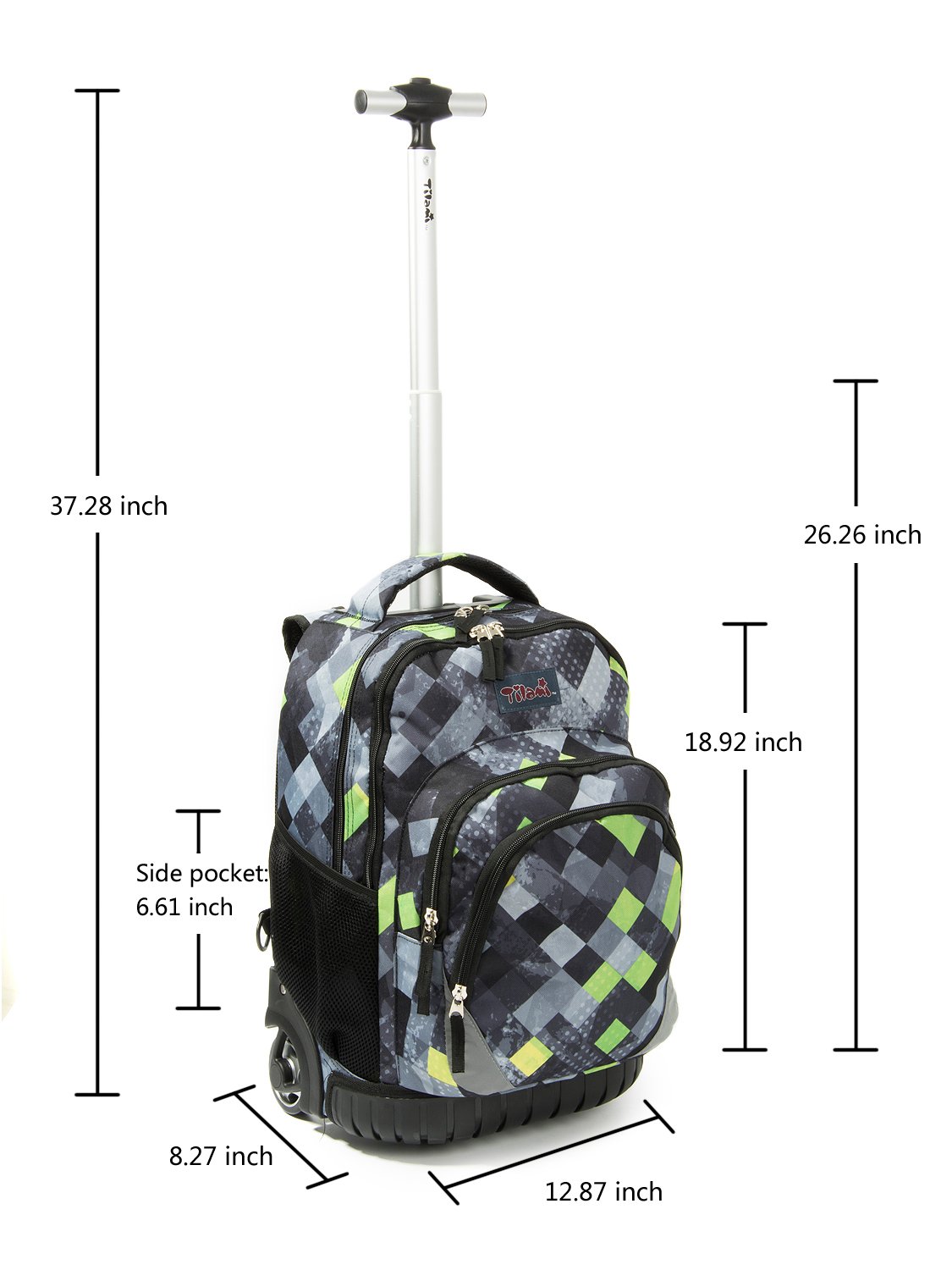 Tilami Rolling Backpack Armor Luggage School Travel Book Laptop 18 Inch Multifunction Wheeled Backpack for Kids and Students