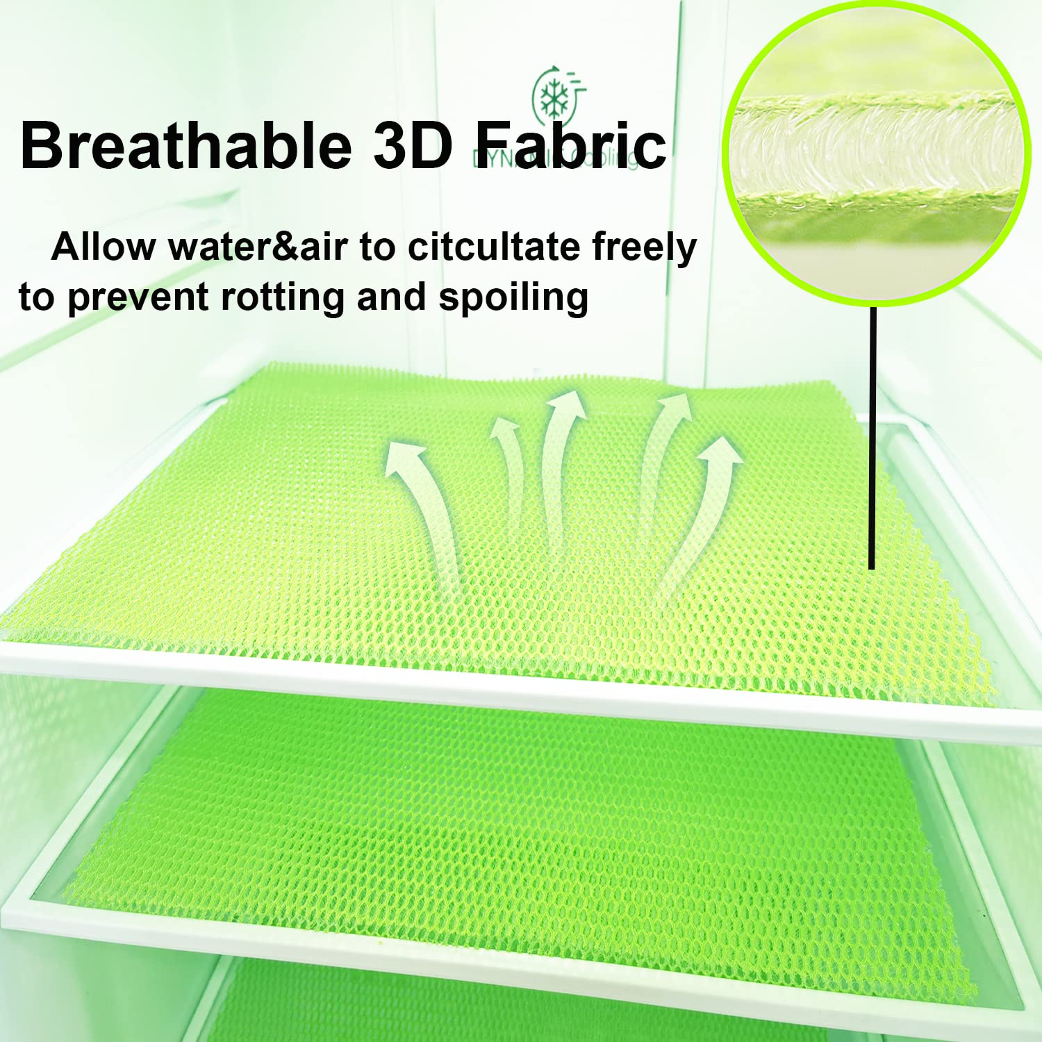 Esme L&H Fruit & Veggie Life Extender Liners for Fridge Refrigerator Drawers, 6 Packs, 3D Air Mesh Breathable and Washable Shelf Liners to Keep Your Produce Fresh Longer & Prevent Spoilage