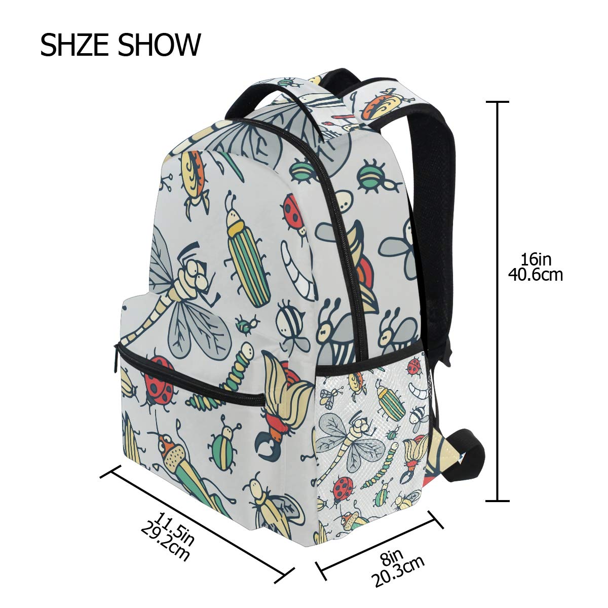 School College Backpack Rucksack Travel Bookbag Outdoor Animals (Insect Summer)