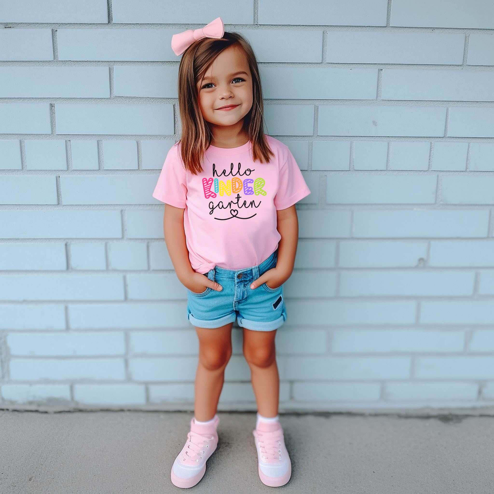 Olive Loves Apple Hello Kindergarten First Day of School Gift Back to School Mauve Shirt 5/6