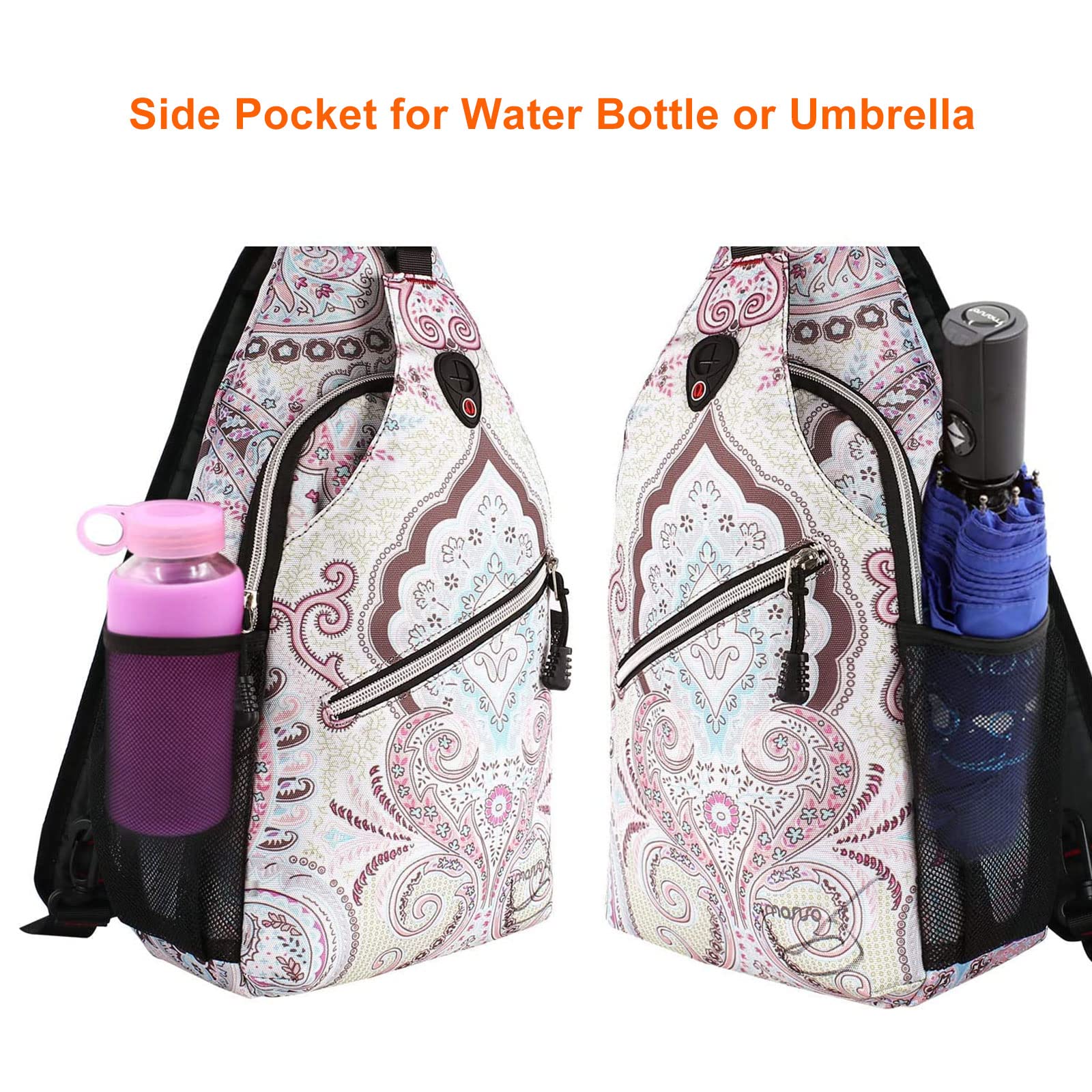 MOSISO Sling Backpack,Travel Hiking Daypack Pattern Rope Crossbody Shoulder Bag, National Style