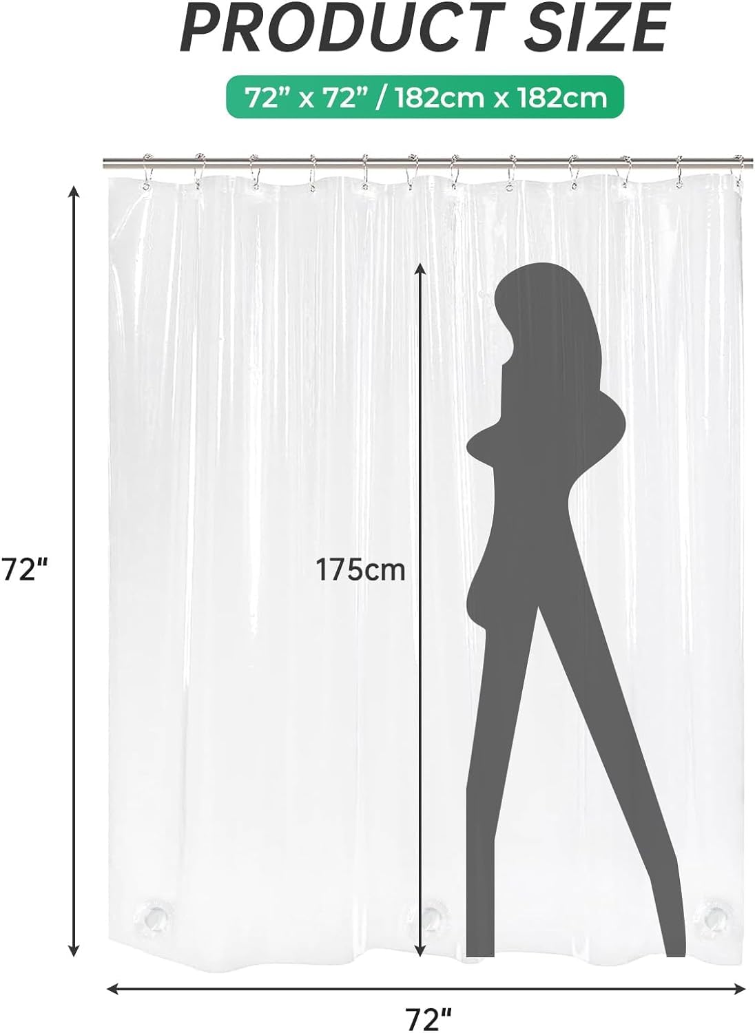 AmazerBath Waffle Shower Curtain, Heavy Duty Fabric Shower Curtains with Waffle Weave Hotel Quality Bathroom Shower Curtains, 72 x 72 Inches