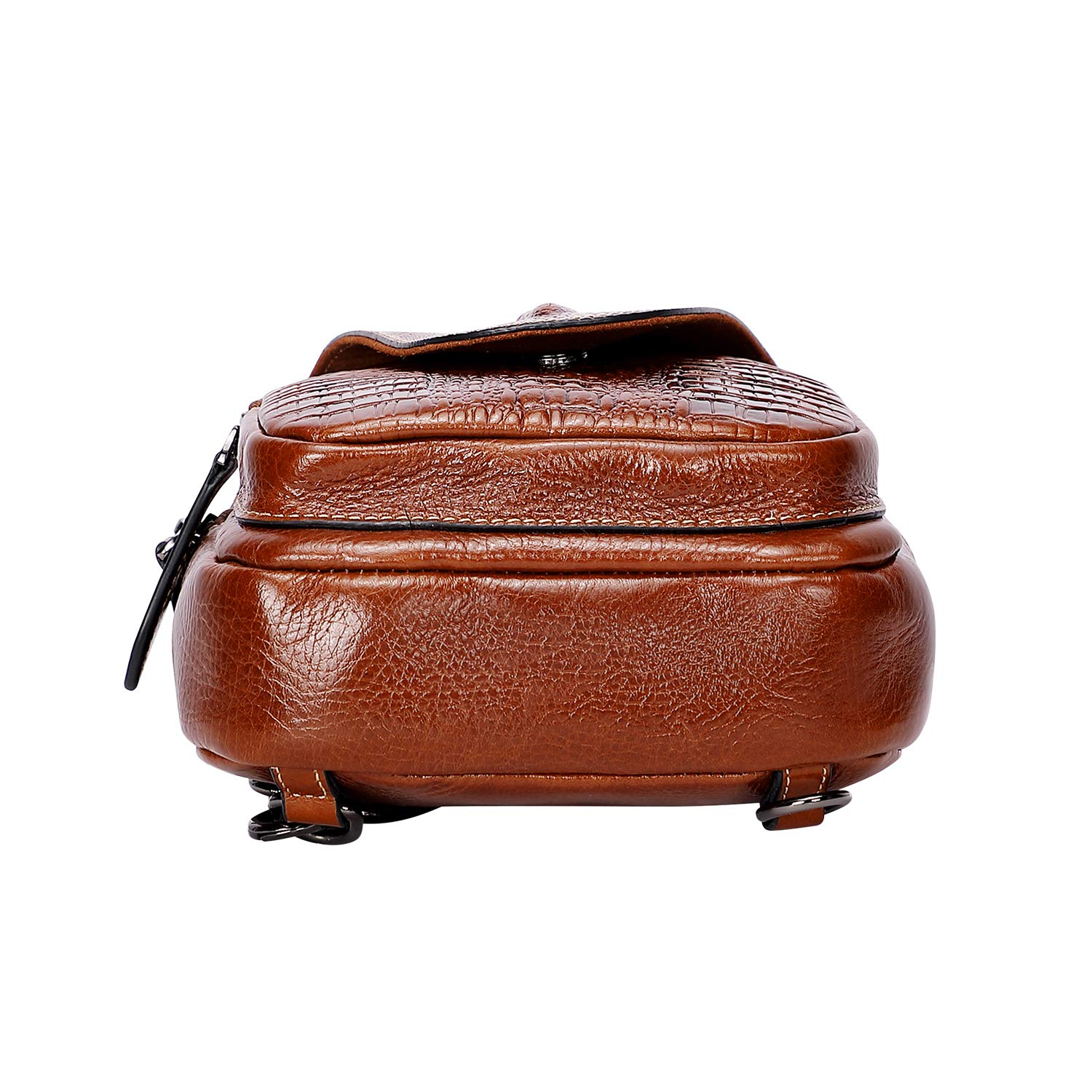 PIJUSHI Genuine Leather Sling Bag Backpack For Men Women Casual Crossbody Shoulder Chest Daypack(8802B Brown )
