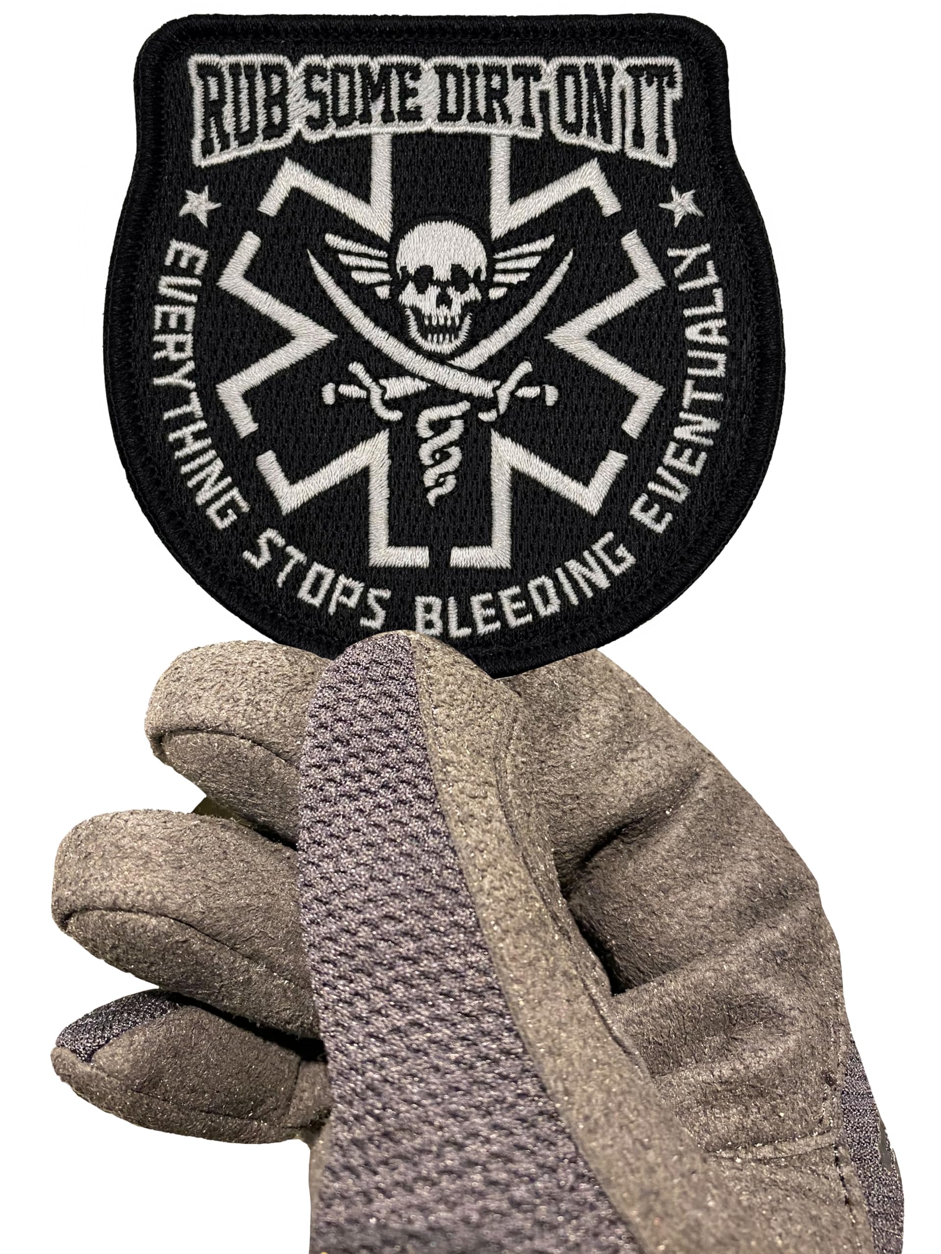 Rub Some Dirt On It Medic, EMS, EMT, Paramedic - Embroidered Morale Patch (Black)