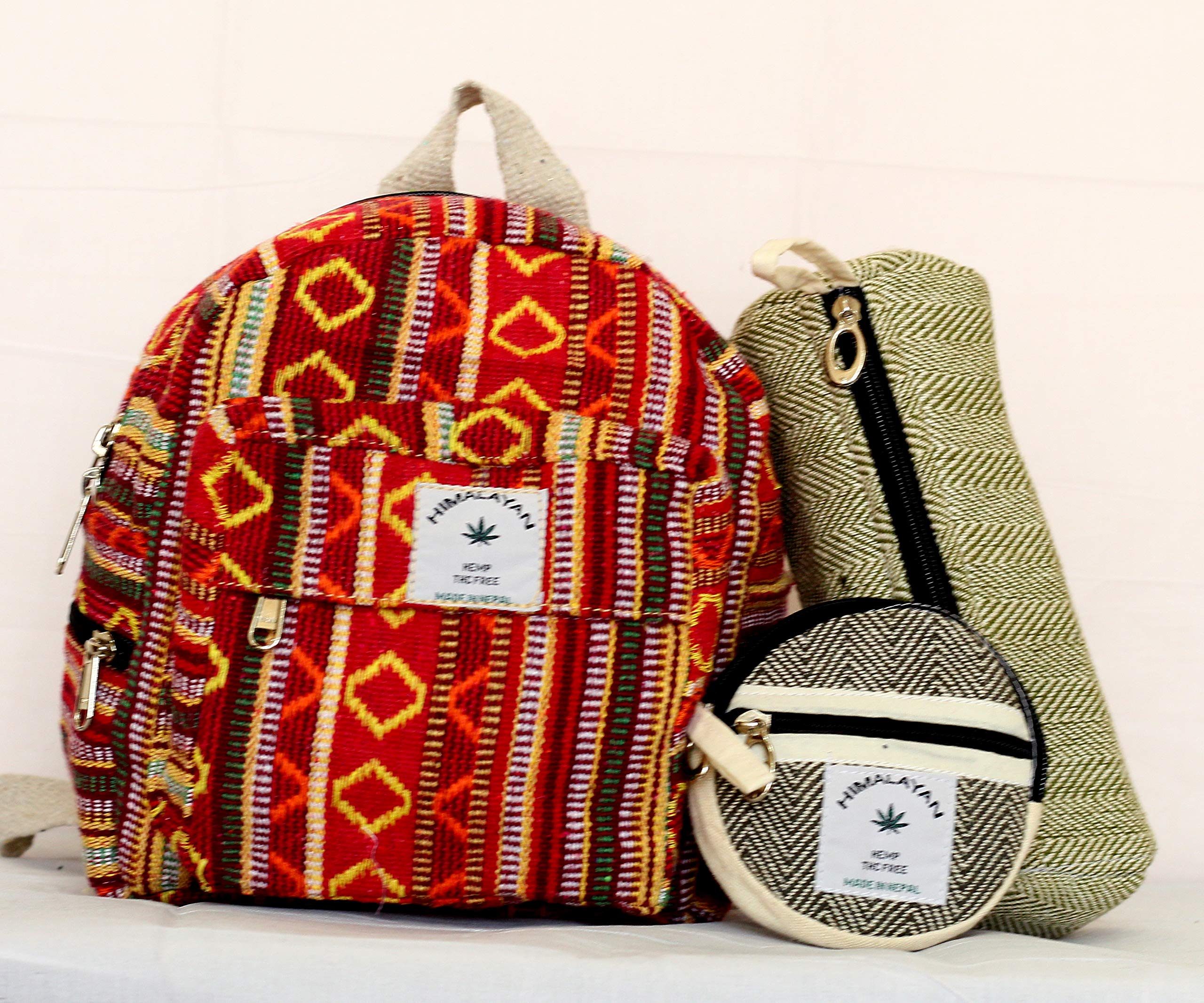 Generic Set Of Mini Backpack + Pen case + Coin Purse Hemp University Light Weight Backpack For Girl (Red),Small Backpack