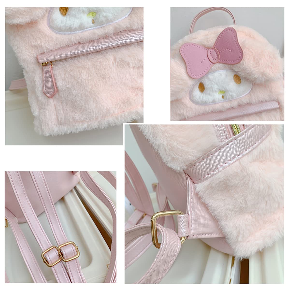 Cute Cartoon Bag with Plush Pendant Backpack for Girls, Anime Accessories Kawaii mini Backpack