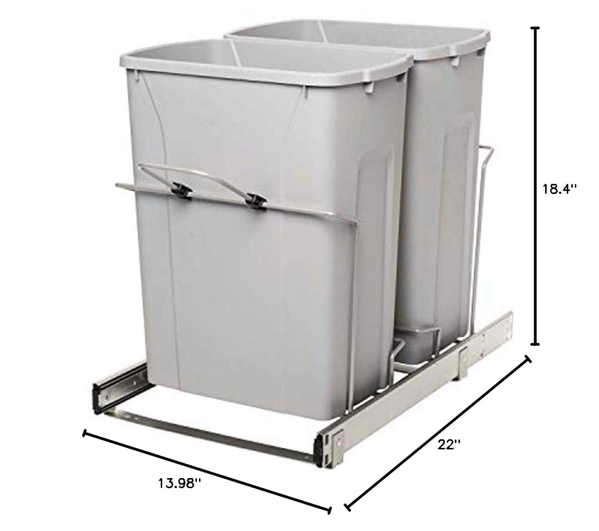 Knape & Vogt RS-PSW15-2-35-R-P in-Cabinet, 18.4 14.25 22-Inch Pull Out Trash Can, Platinum