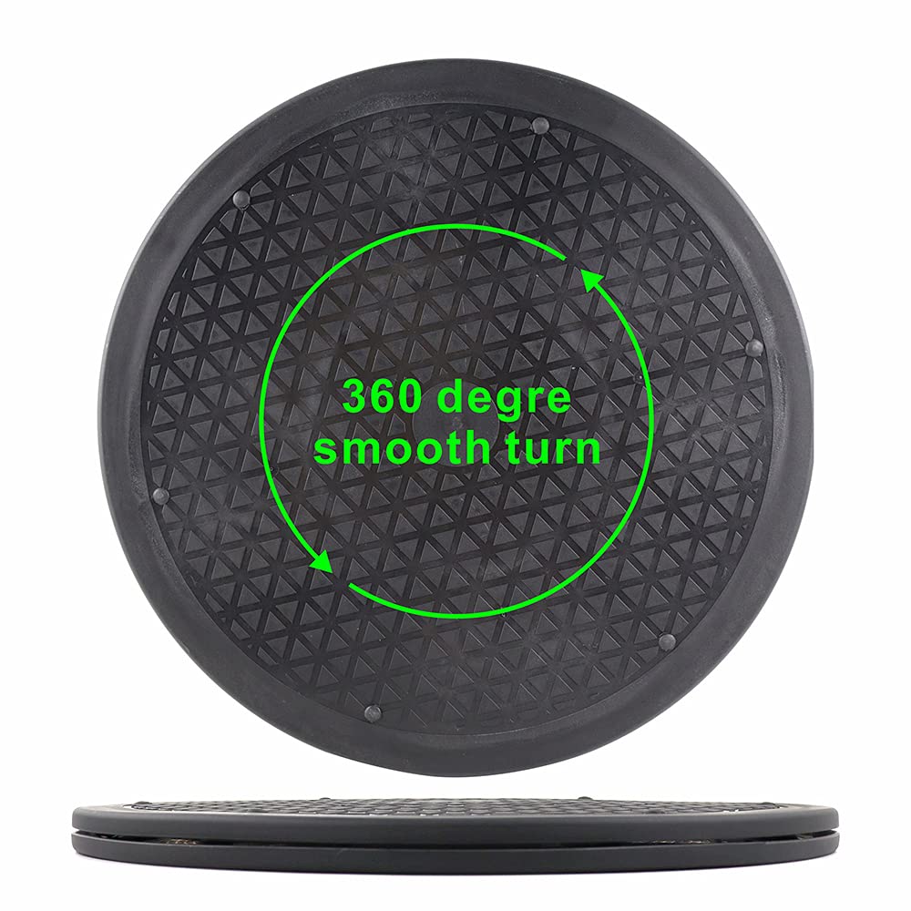 2PCS 12 inch Heavy Duty Plastic Lazy Susan Turntable Stand, Black Lazy Susan Hardware, Large Lazy Susan Rotating Swivel with Steel Ball Bearings Stand for Monitor, TV, Potted Plants