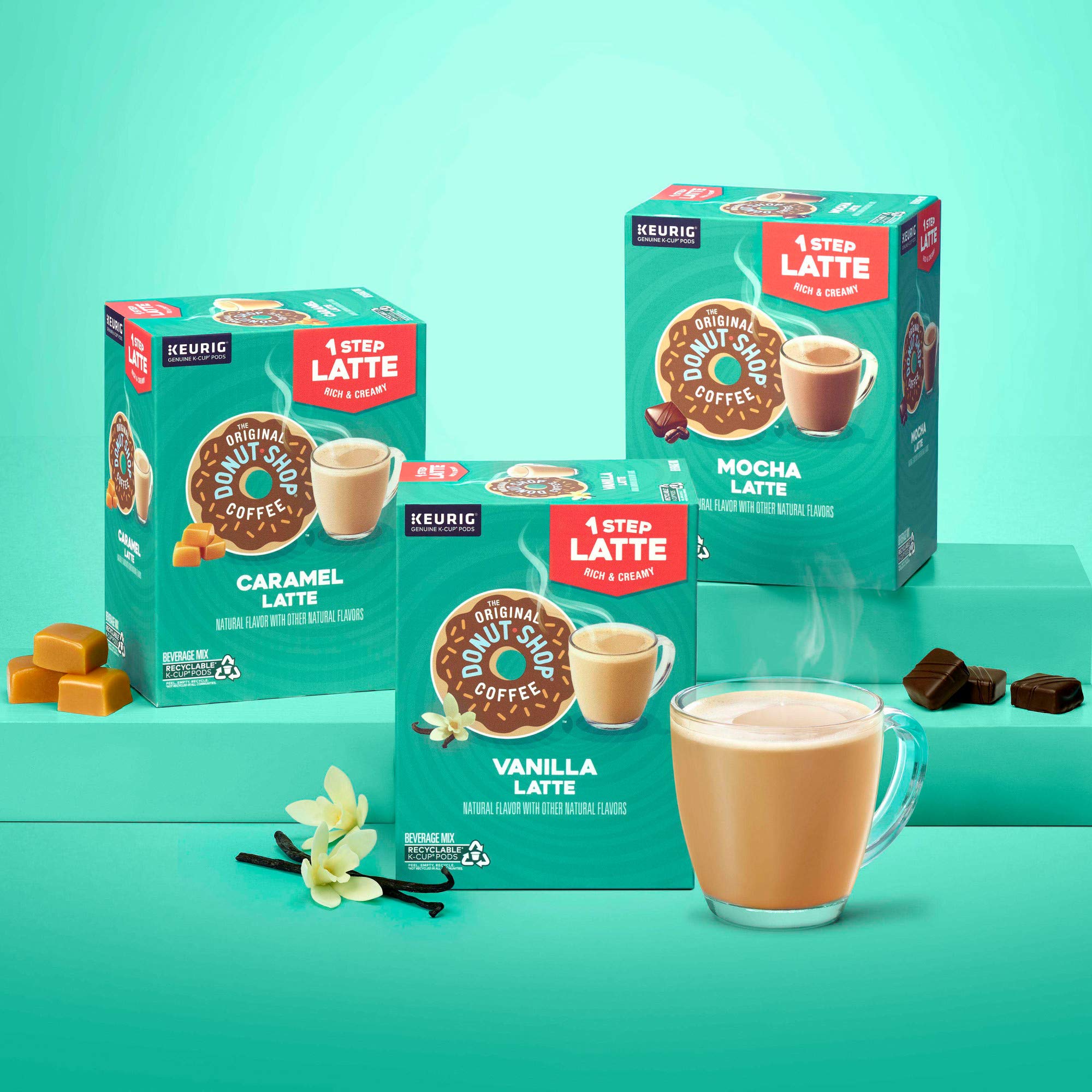 The Original Donut Shop Vanilla Latte, Single-Serve Keurig K-Cup Pods, Flavored Coffee, 20 Count