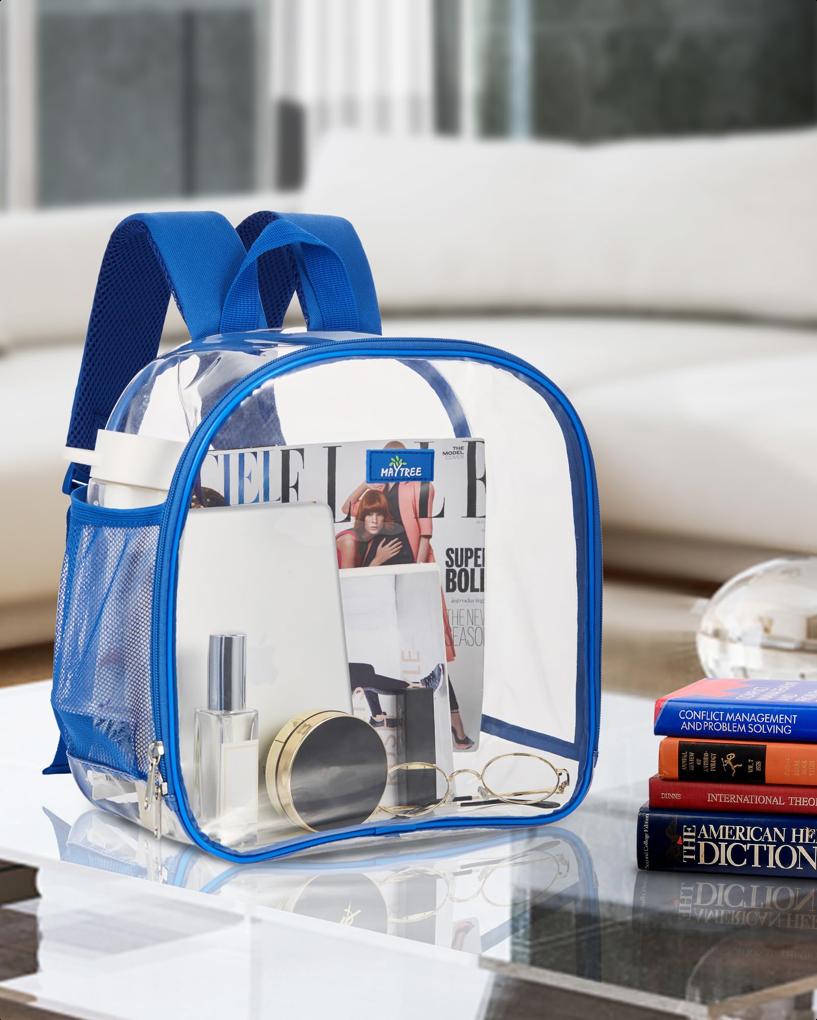 Clear Backpack Stadium Approved, Clear Backpack Small for Women, Waterproof and Lightweight Heavy Duty Transparent Backpack for Concert, Security Travel & Stadium