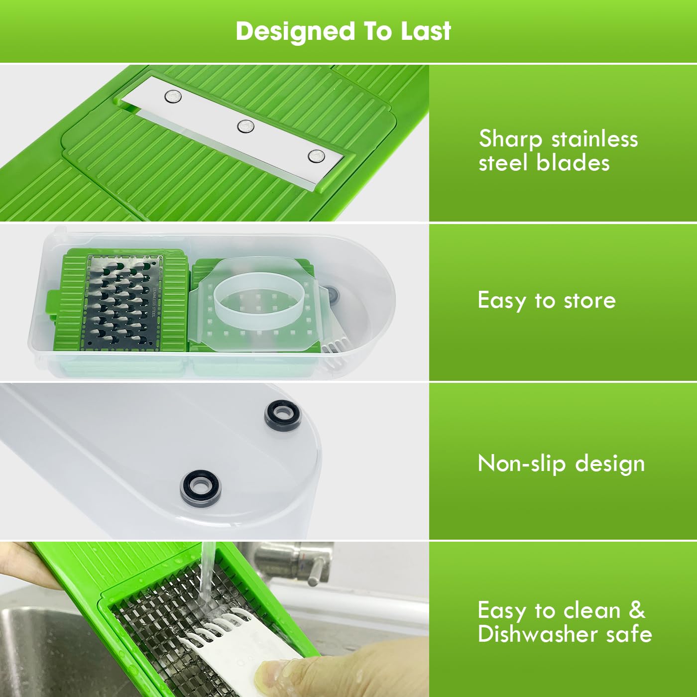 LHS Vegetable Chopper-Multifunctional Onion Chopper Dicer Sala Potato Cutter Cheese Grater Vegetable Food Slicer With Container-5 Blades(Green)