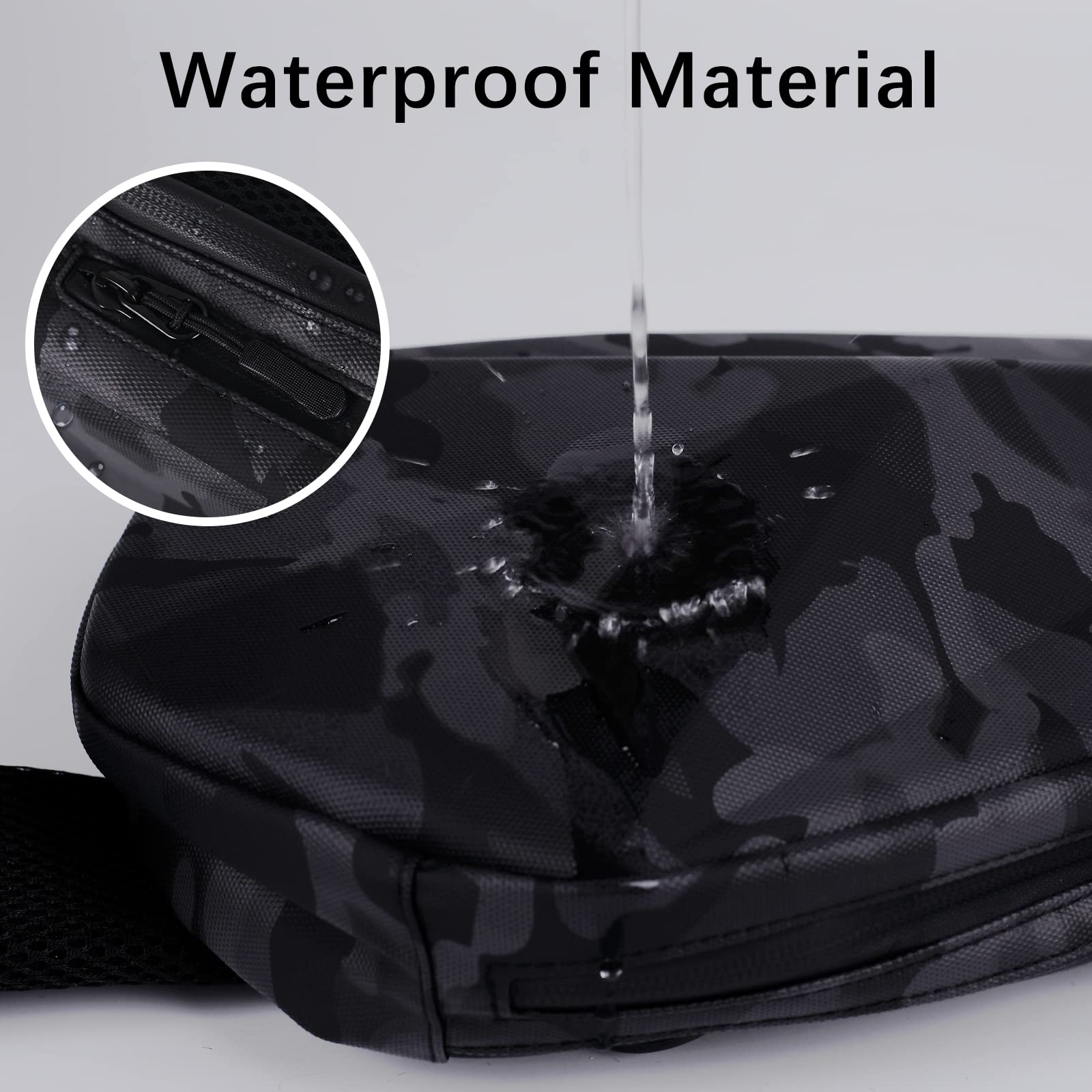 Lamgool Sling Bag for Men Waterproof Shoulder Bag Travel Hiking Hard Shell Sling Backpack Lightweight Cross Body Bag with Usb Charger Port