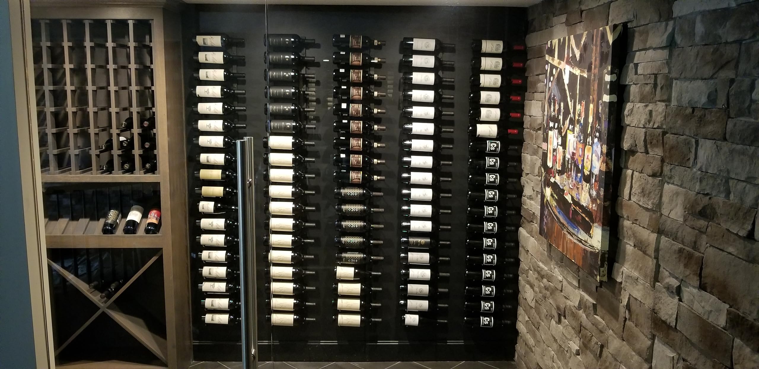 VintageView W Series Wine Rack 5 | Wall Mounted Metal Wine Storage (15 Bottles, Matte Black)