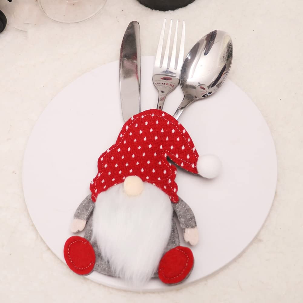6 Pcs Christmas Cutlery Holders Suit,Christmas Tableware Holder Swedish Santa Gnome Silverware Holders Knife Fork Pouch Bag for Xmas New Year Party Dinner Table Decorations Ornaments