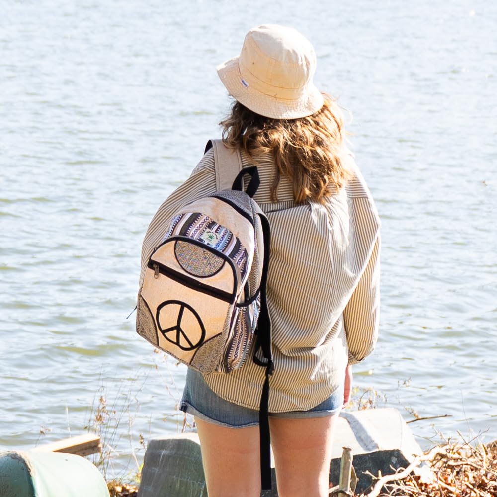 ThreadHeads Himalayan Hemp Simple Peace Backpack - 11"x16"