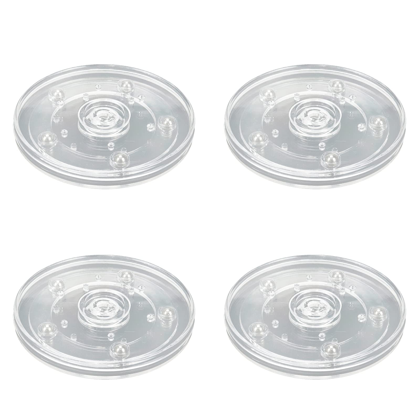 Savagrow 4pcs Acrylic Plastic Turntable 3.94" Clear White Lazy Susan Turntable Organizer for Kitchen Cabinets Spice Rack Table Cake