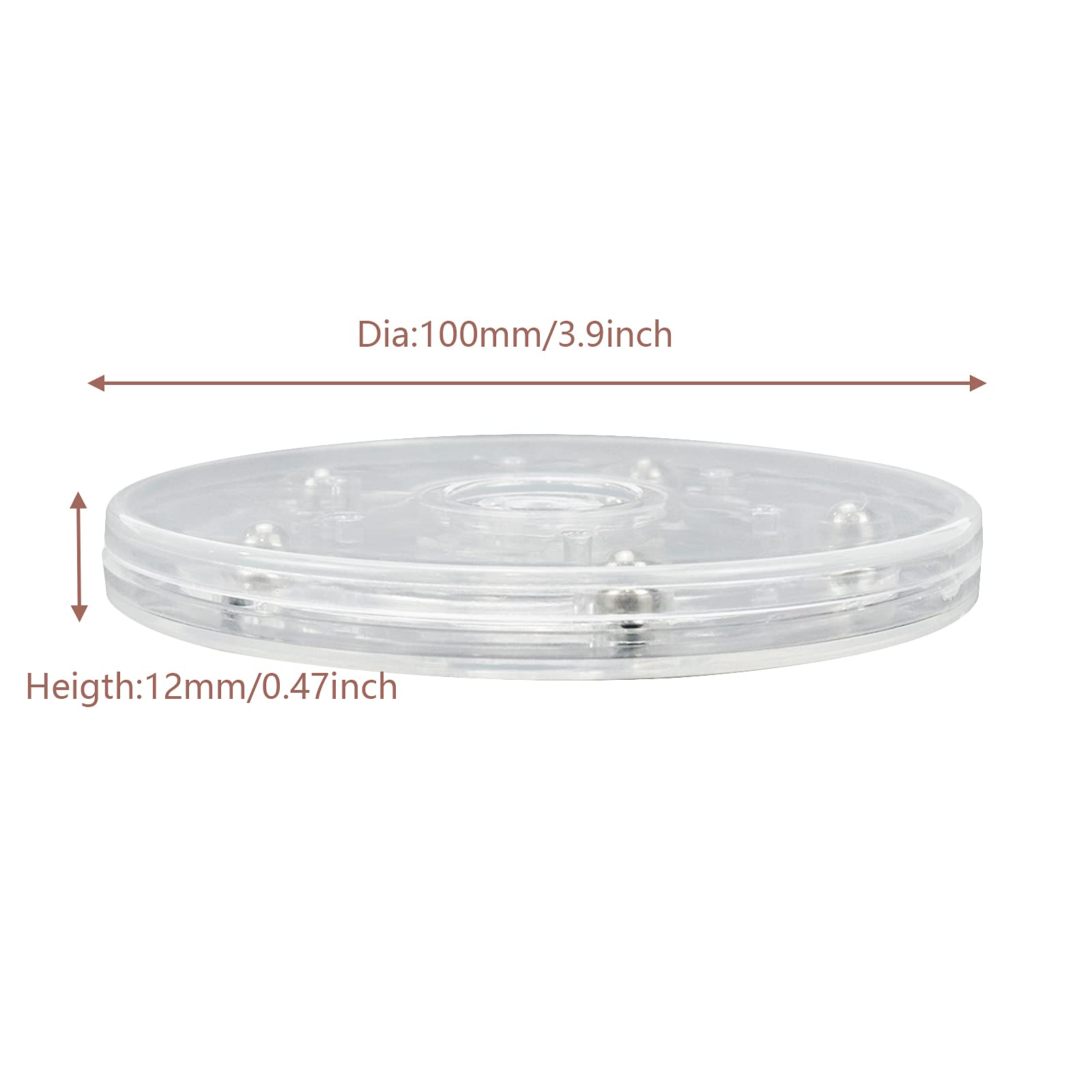 Savagrow 4pcs Acrylic Plastic Turntable 3.94" Clear White Lazy Susan Turntable Organizer for Kitchen Cabinets Spice Rack Table Cake