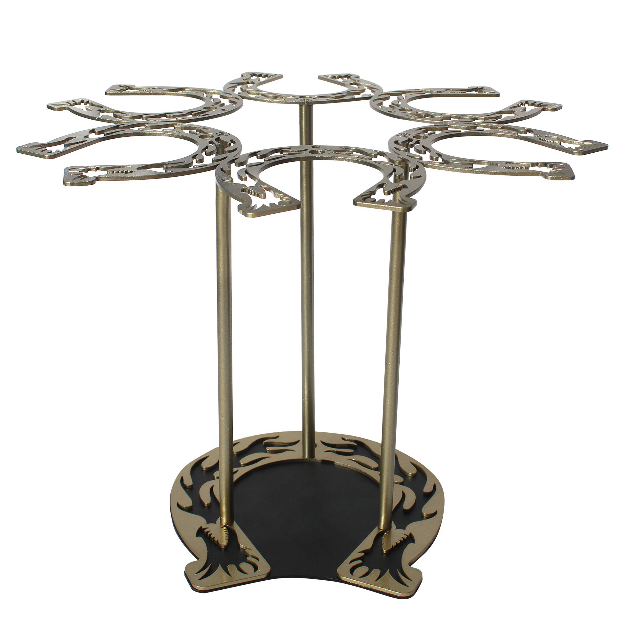 Turbo Urbo Horseshoe Decor Wine Glass Rack - Countertop Wine Glass Holder - Kitchen Decor 6 Stemware Storage Rack and 1 Bottle - Elegant Glass Rack in Gold