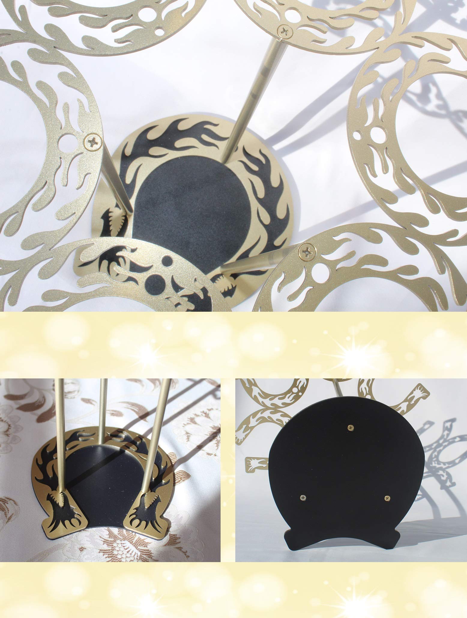 Turbo Urbo Horseshoe Decor Wine Glass Rack - Countertop Wine Glass Holder - Kitchen Decor 6 Stemware Storage Rack and 1 Bottle - Elegant Glass Rack in Gold