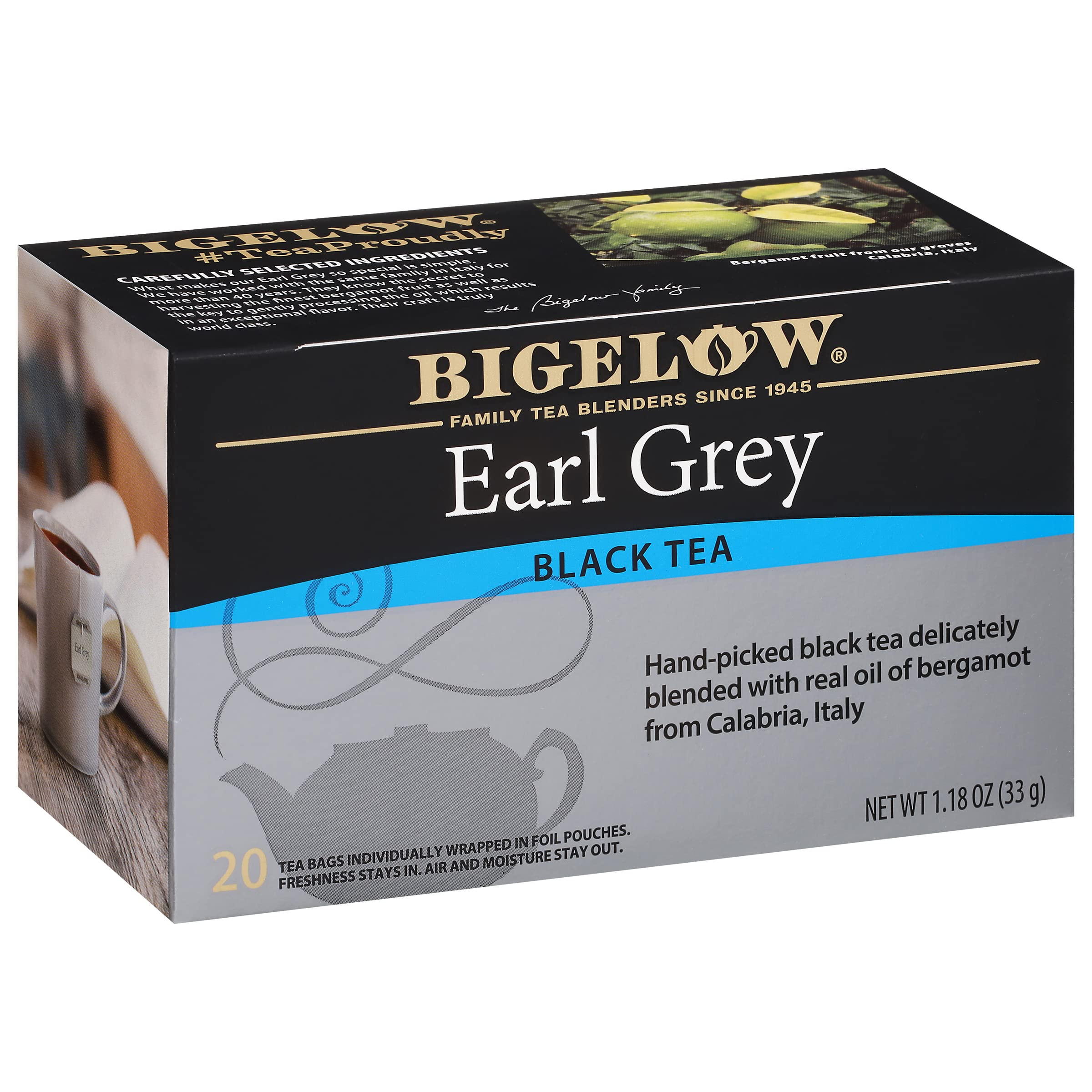 Bigelow Earl Grey Black Tea, Caffeinated, 120 Total Tea Bags, 20 Count (Pack of 6)