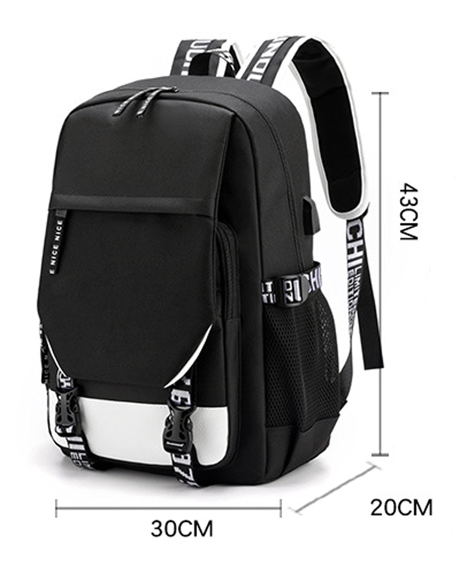 Jupkem Anime Helluva Boss Backpack Bag USB with Charging Port Student School Bag Laptop Cosplay for Boys Girls