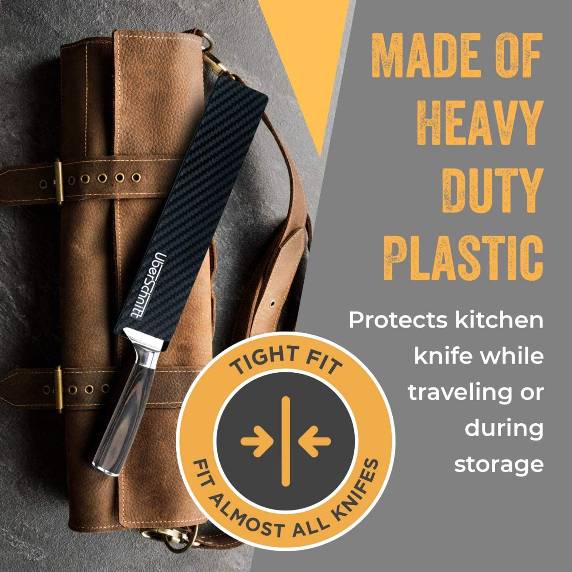 Uberschnitt's Chef’s Knife Guard Set, Professional 2-piece Non-Scratch Felt-Lined Culinary Knife Organizer and Cover Travel Kit for Chefs(2-Piece Knife Edge Gaurd Set)