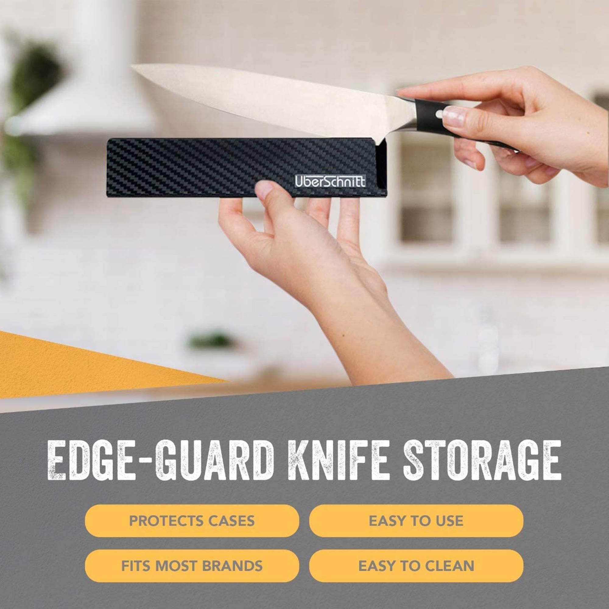 Uberschnitt's Chef’s Knife Guard Set, Professional 2-piece Non-Scratch Felt-Lined Culinary Knife Organizer and Cover Travel Kit for Chefs(2-Piece Knife Edge Gaurd Set)