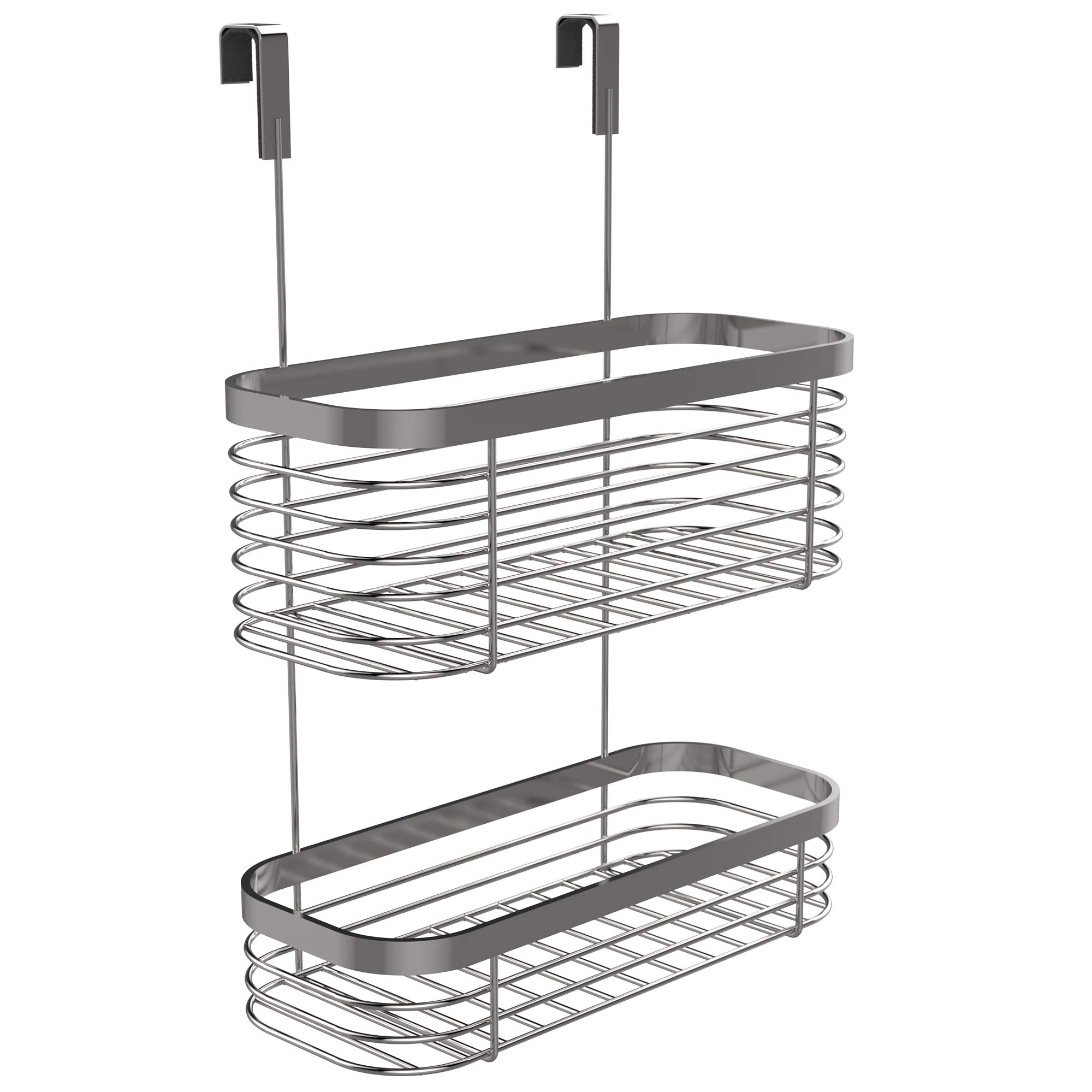 BZ Products Lilimpact Metal Over the Cabinet Kitchen Storage Organizer Basket for Kitchen Pantry- Large, Black (Chrome)