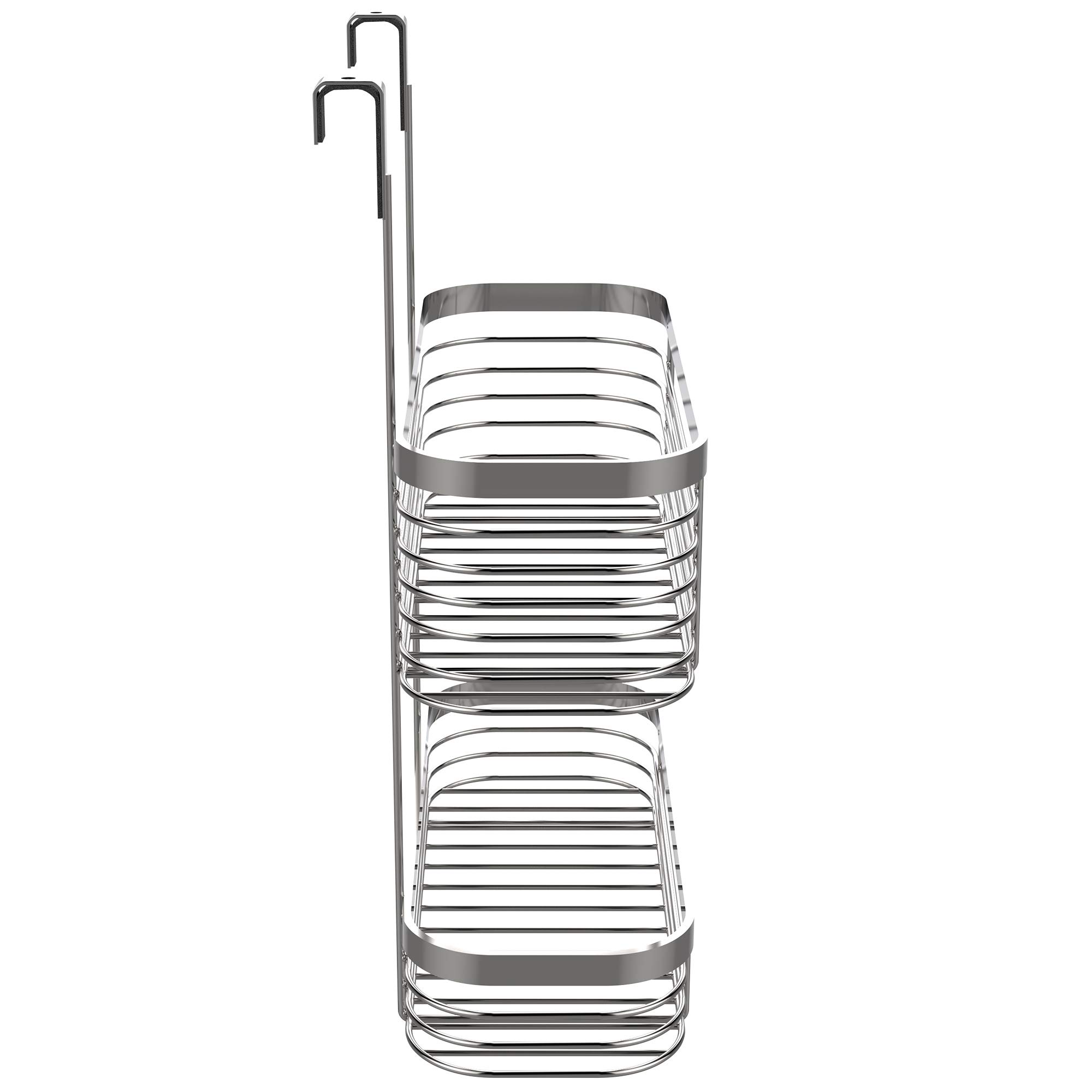 BZ Products Lilimpact Metal Over the Cabinet Kitchen Storage Organizer Basket for Kitchen Pantry- Large, Black (Chrome)
