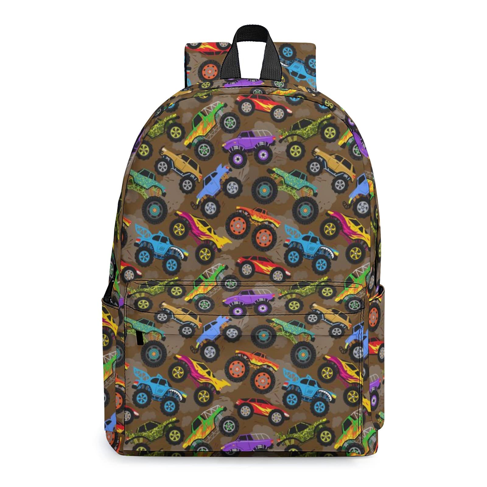 QSMX Cartoon Monster Vehicle Car Truck Show Backpack, Boys Girls Lightweight Water Resistant Daypack for Shool Travel Hiking Work