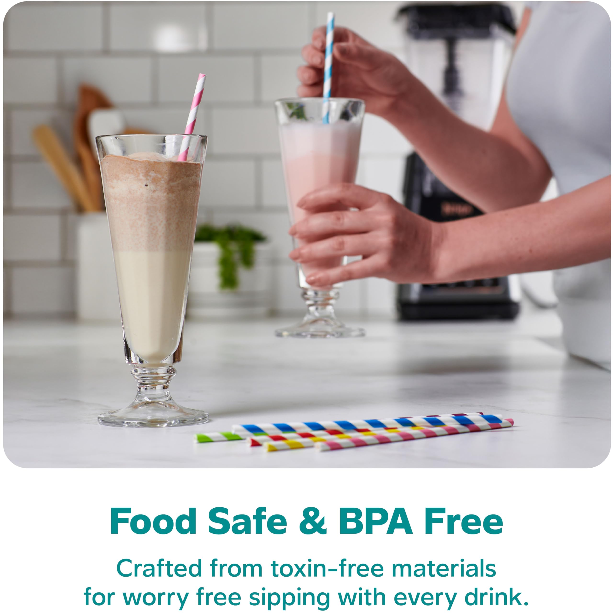 Paper Drinking Straws [200 Pack] 100% Biodegradable - Assorted Colors