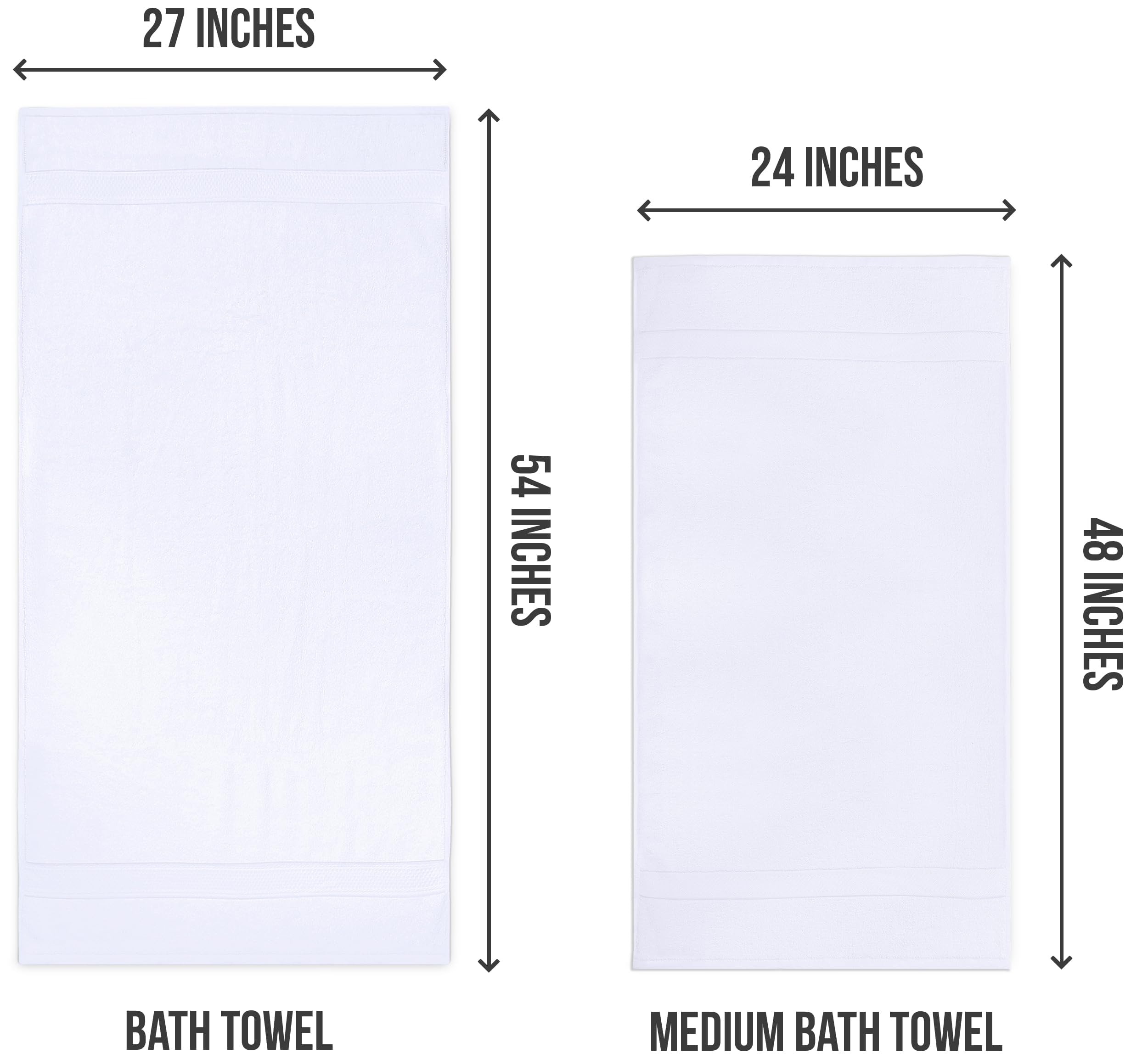Utopia Towels 6 Pack Bath Towel Set, 100% Ring Spun Cotton (24 x 48 Inches) Medium Lightweight and Highly Absorbent Quick Drying Towels, Premium Towels for Hotel, Spa and Bathroom (White)