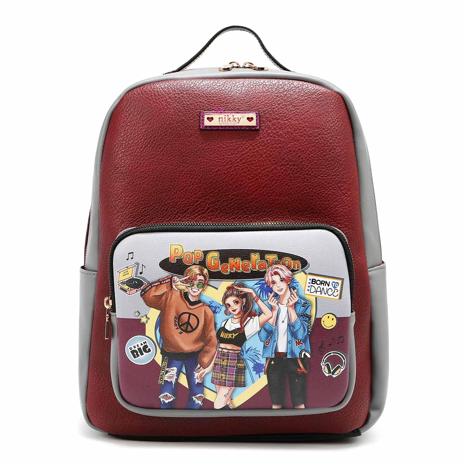 DESTINY BY NICOLE LEE Fashion Backpack Eco Leather with Two Way Zipper Closure Side Pockets and Adjustable Shoulder Strap Bookbag Daypack Bag for Women Girls NK10734 PGN
