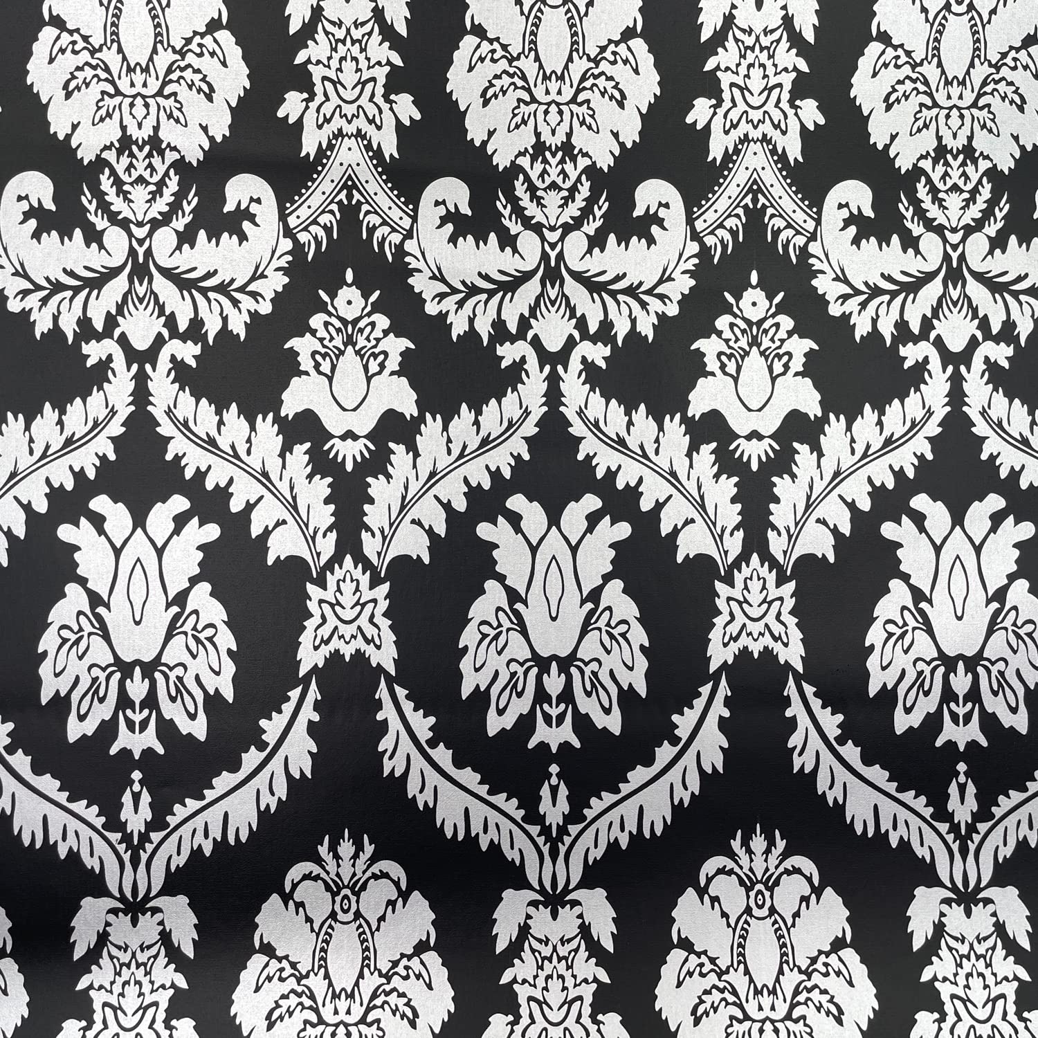 Yifely SimpleLife4U Silver Damask Furniture Paper Decorative Black Shelf Drawer Liner Peel & Stick 17x118 Inches by SimpleLife4U