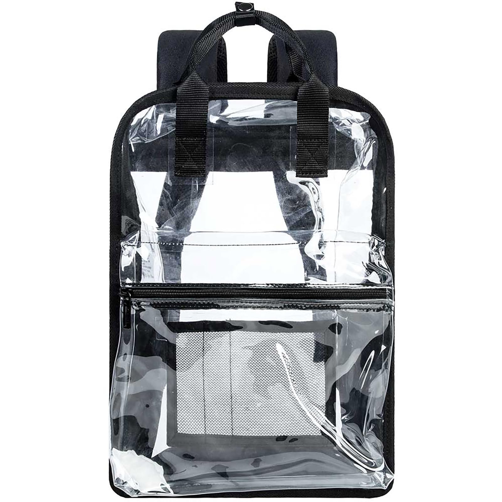 ZLYERT Clear Backpack, Heavy Duty Transparent Bookbag, Large See Through PVC Backpacks for Women and Men - Black