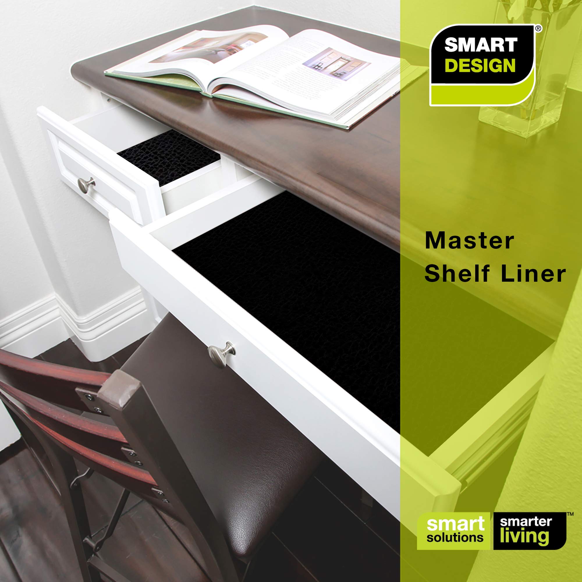 Smart Design Master Solid Grip Shelf Liner - 18 Inch x 4 Feet - Non Adhesive, Strong Grip Bottom, Easy Clean Kitchen Drawer, Cabinet, Cupboard Dresser Protector Cover, Non Slip Rubber Mat - Taupe
