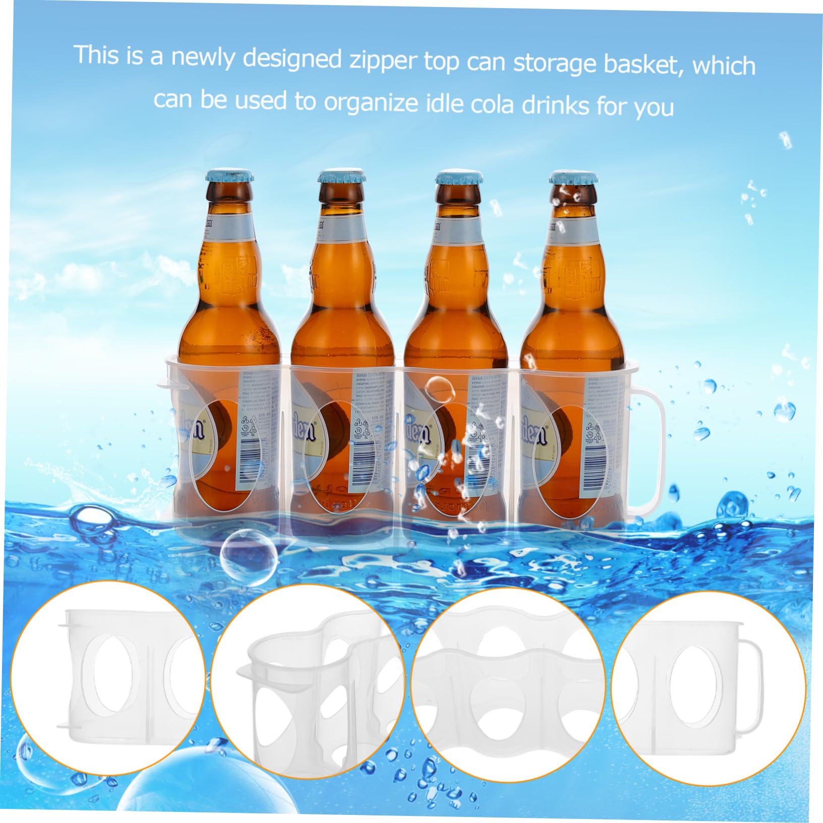Hemoton 2pcs Refrigerator Organizer Bins Drink Holder Storage Bin Portable Pop Soda Can Dispenser Beverage Holder for Fridge Storage Sliding Freezer Kitchen Countertops Cabinets