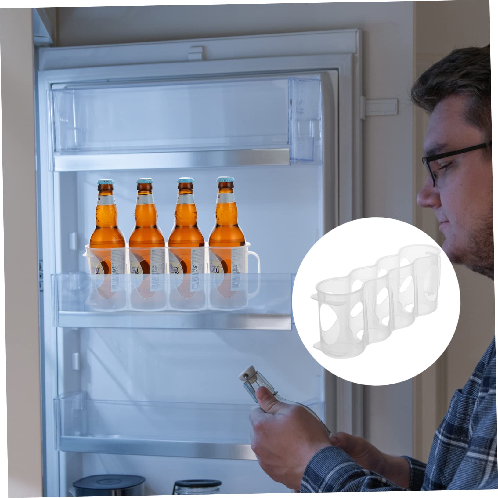 Hemoton 2pcs Refrigerator Organizer Bins Drink Holder Storage Bin Portable Pop Soda Can Dispenser Beverage Holder for Fridge Storage Sliding Freezer Kitchen Countertops Cabinets