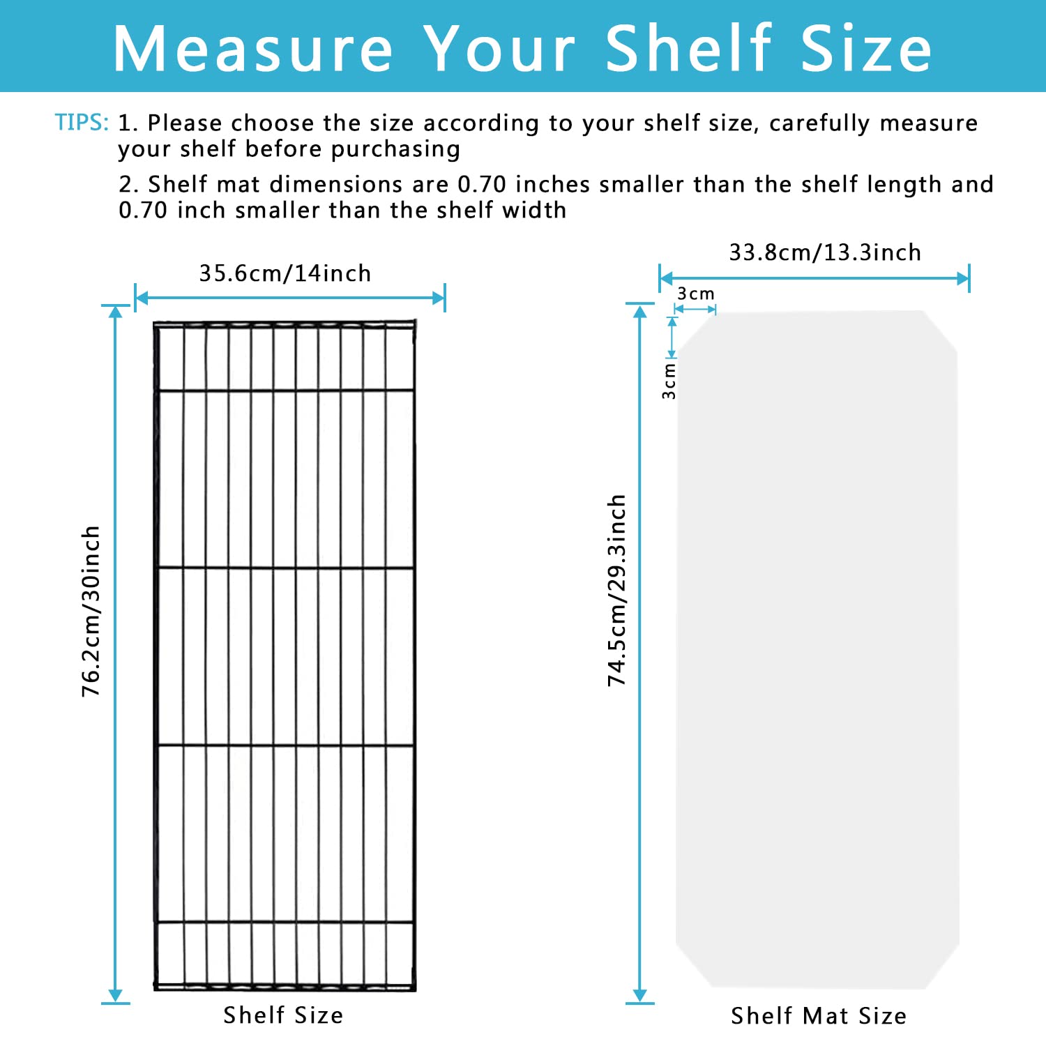 HooTown Wire Shelf Liners 5 Sheets Fit Wire Shelving Size 30 Inch x 14 Inch, Clear Frosted Hard Plastic Protector Mats for Metal Stainless Steel Garage, Cabinets, Kitchen Shelves, Shoe Rack